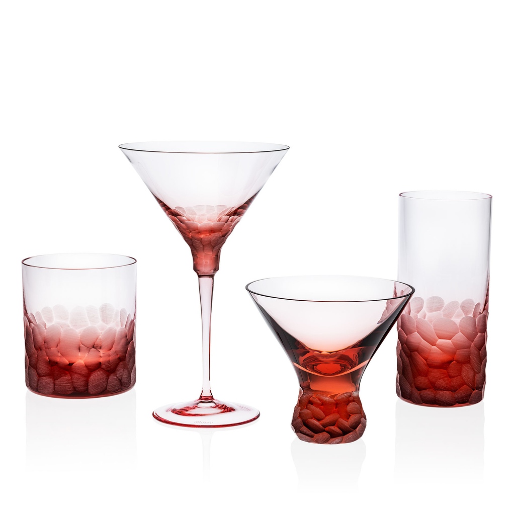 Red crystal cocktail set Fluent and Whisky set from Moser