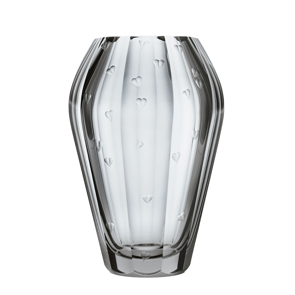 Clear Diva vase with an engraved motif of hearts by Moser
