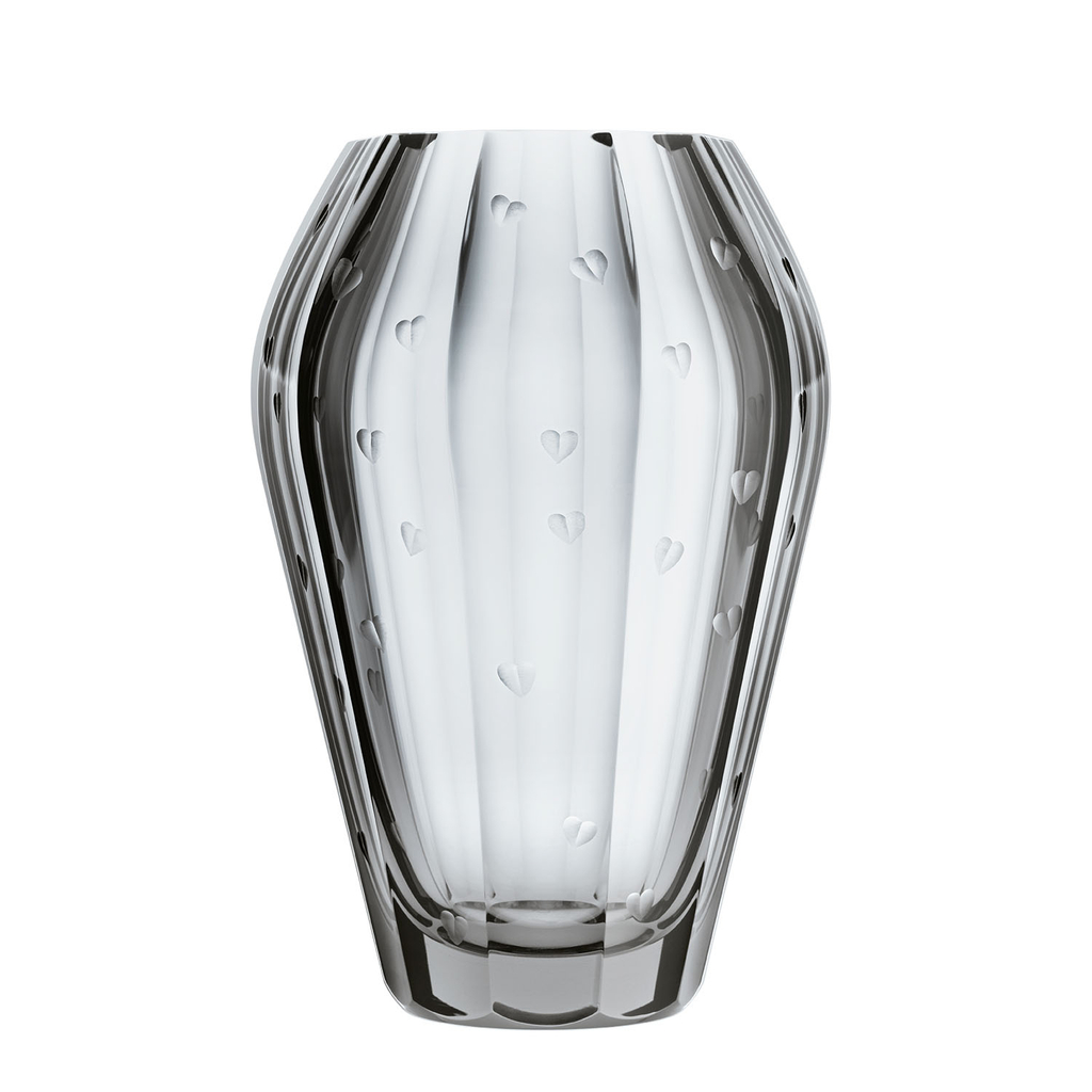 Clear Diva vase with an engraved motif of hearts by Moser