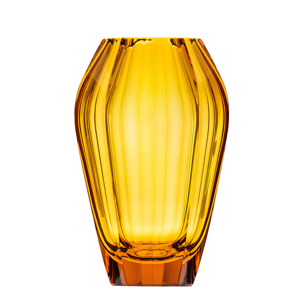 Orange hand-cut Bohemian crystal vase Diva by Moser