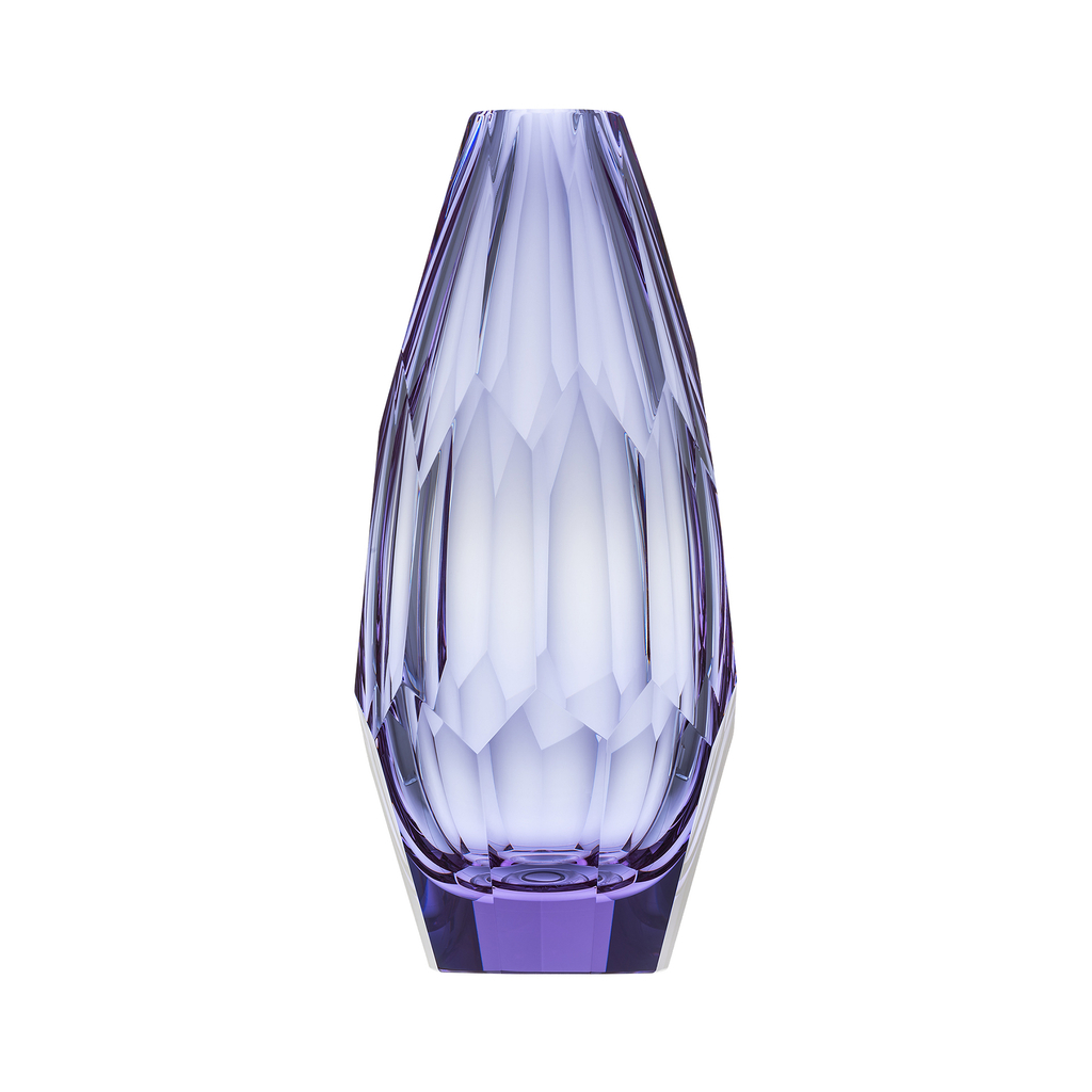 Purple cut crystal vase (30 cm) | Cubism collection by Moser