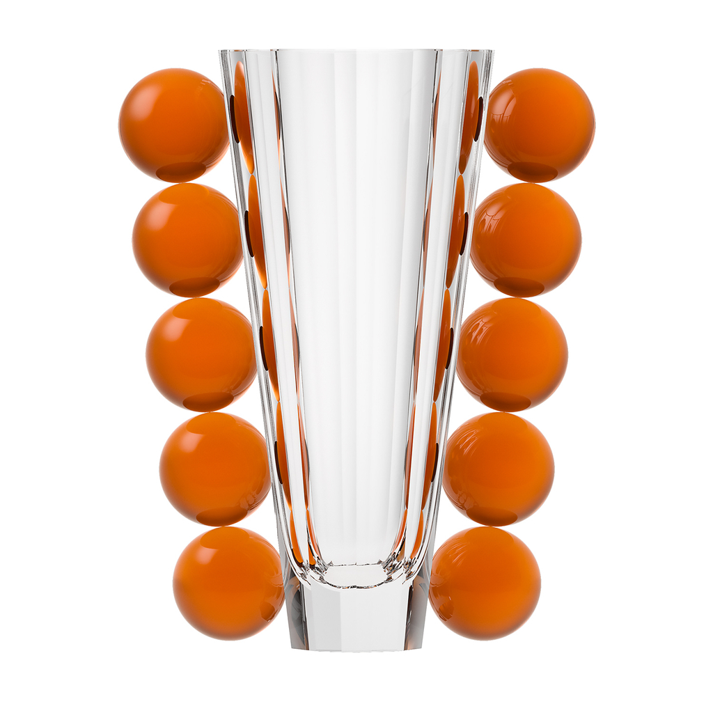 Clear large Spheres vase with orange large spheres. Lead-free crystal ...