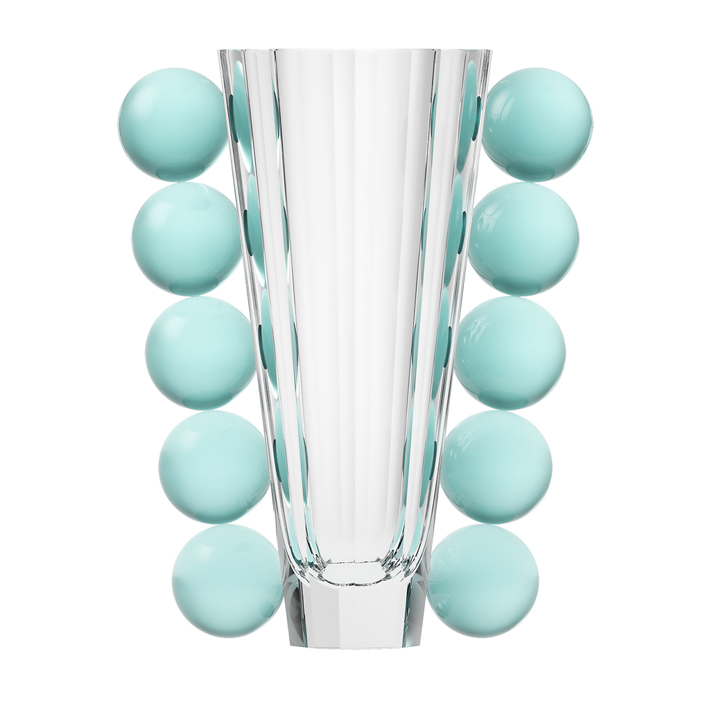 Clear large Spheres vase with turquoise large spheres. Lead-free ...