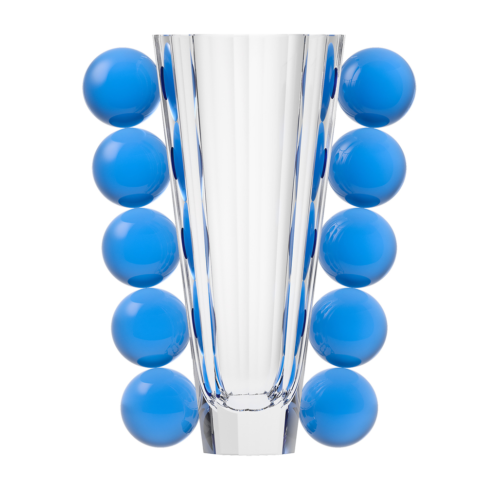 Clear large Spheres vase with large blue spheres. Lead-free crystal ...