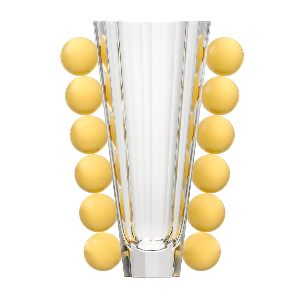 Clear large Spheres vase with medium yellow spheres. Lead-free crystal ...