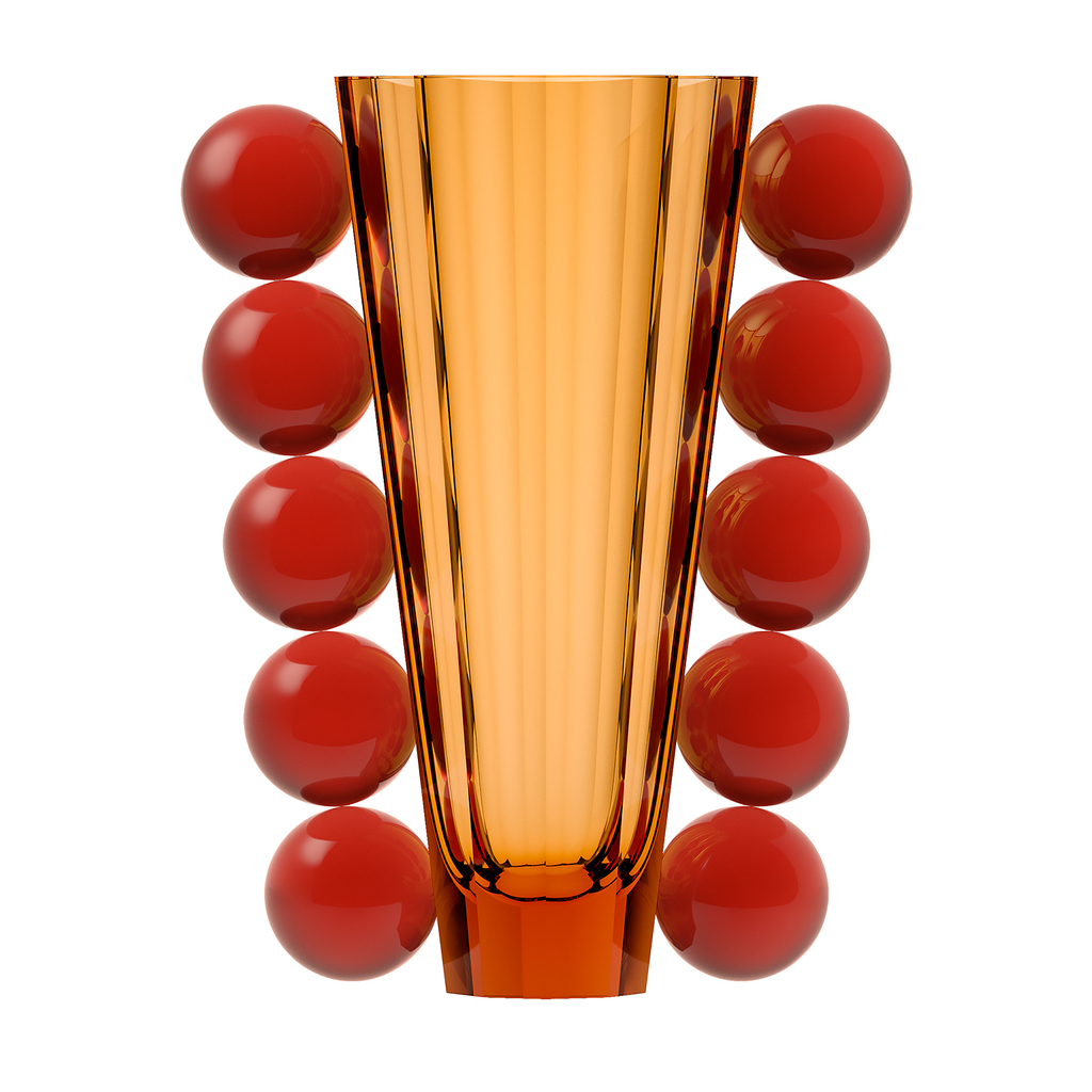 Orange large Spheres vase with large red spheres. Lead-free crystal ...