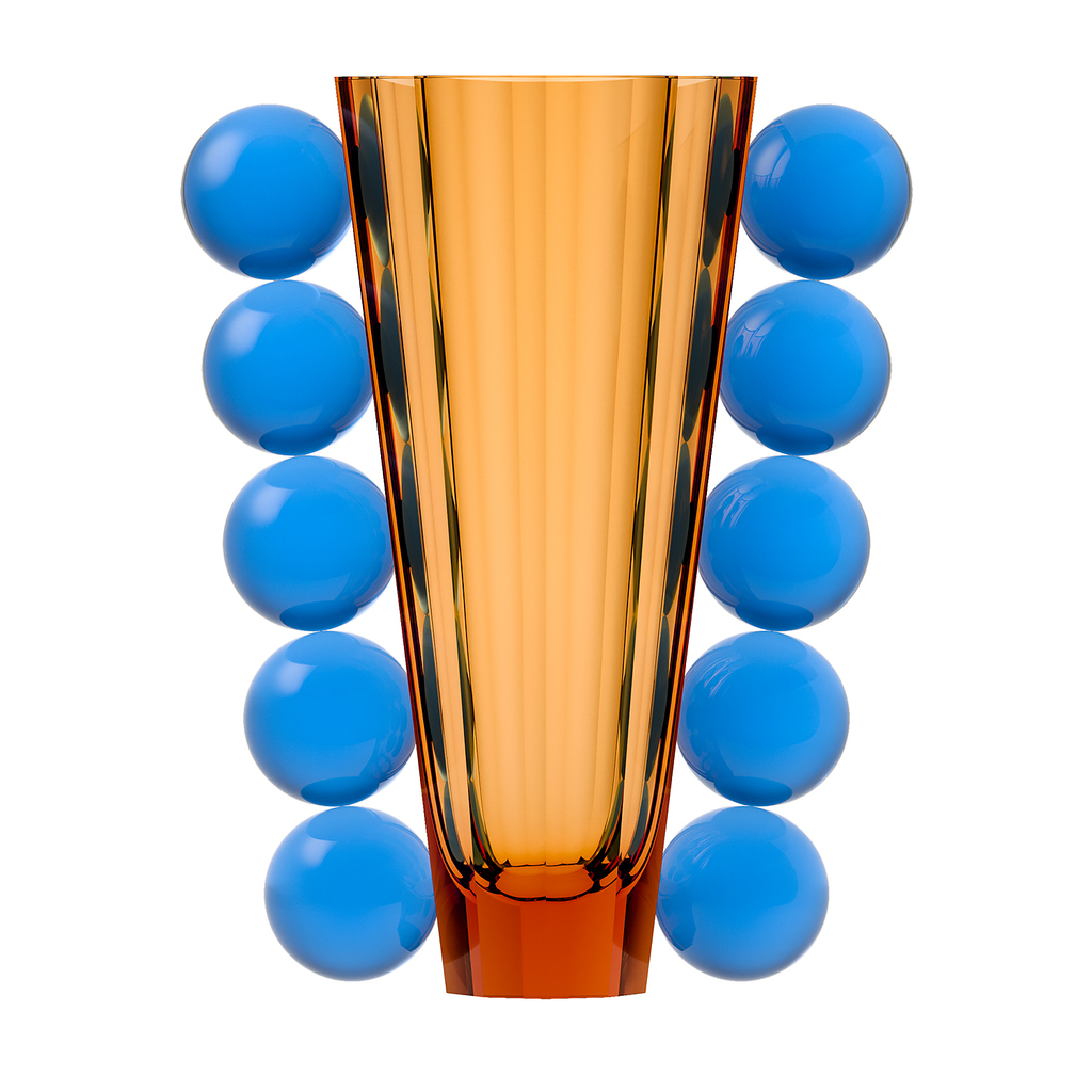 Orange large Spheres vase with large blue spheres. Lead-free crystal ...