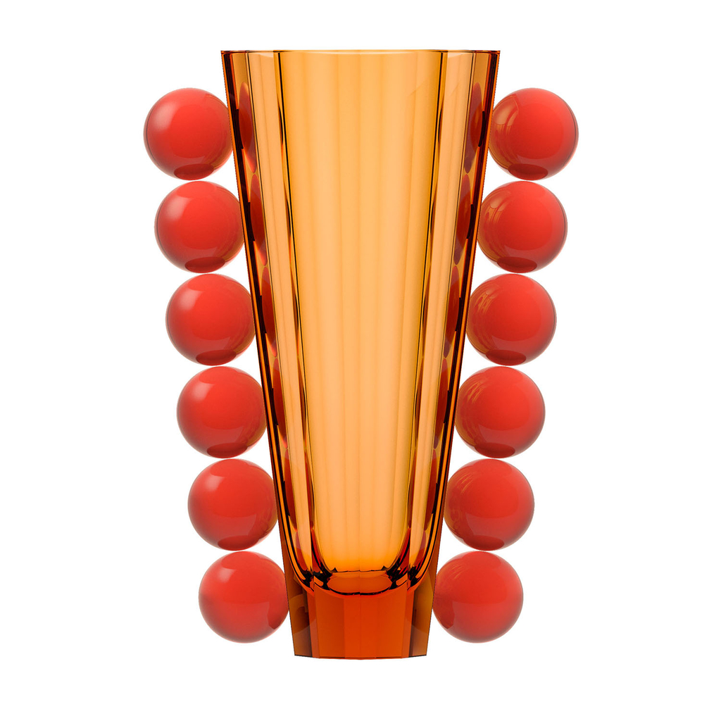Orange large Spheres vase with medium red spheres. Lead-free crystal ...