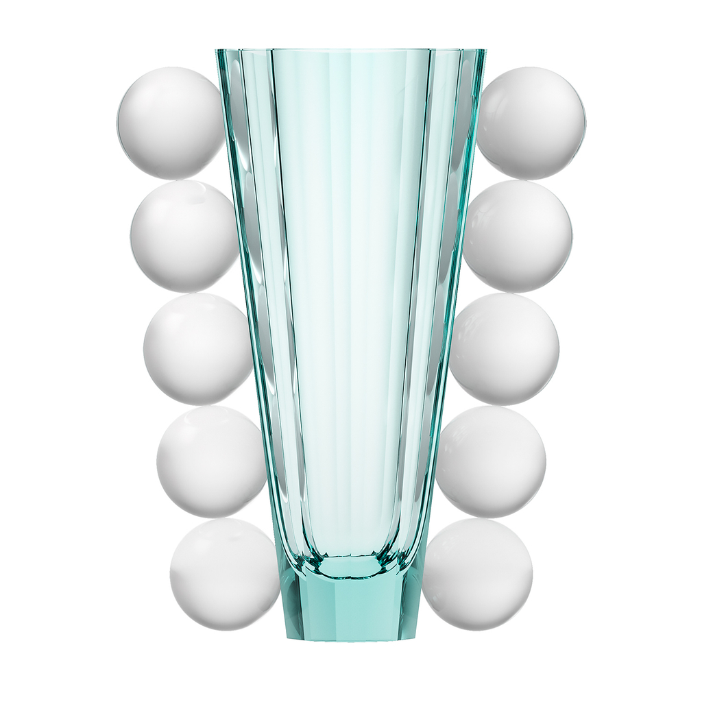Turquoise large Spheres vase with large clear spheres. Lead-free ...