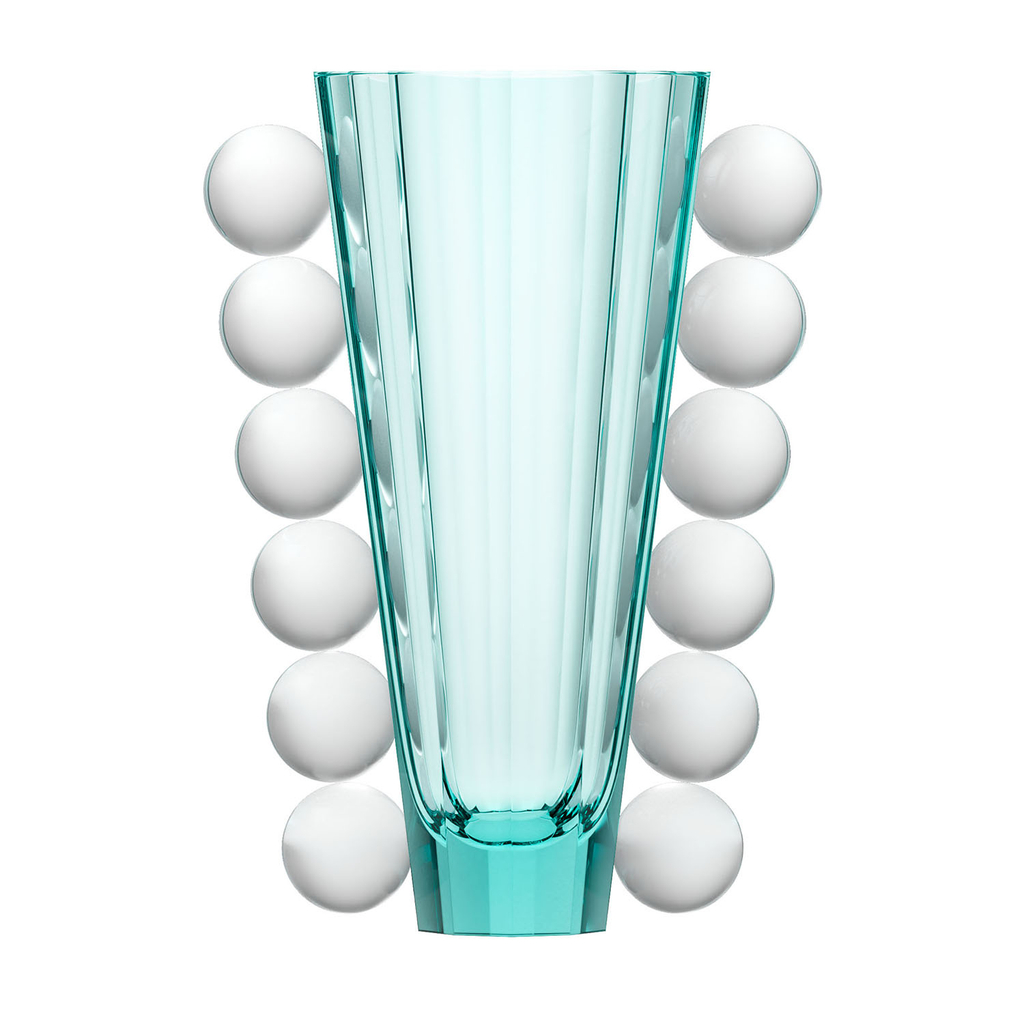 Turquoise large Spheres vase with medium clear spheres. Lead-free ...
