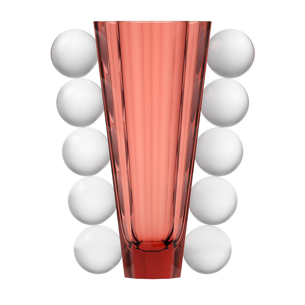 Red large Spheres vase with large clear spheres. Lead-free crystal vase ...