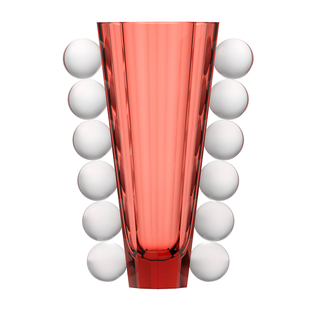Red large Spheres vase with medium clear spheres. Lead-free crystal ...