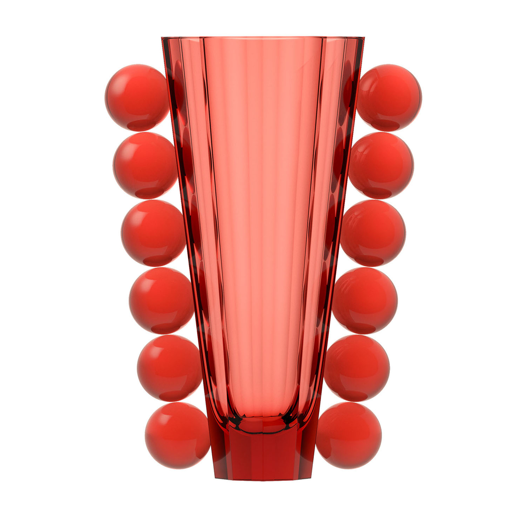 ed large Spheres vase with medium red spheres. Lead-free crystal vase ...