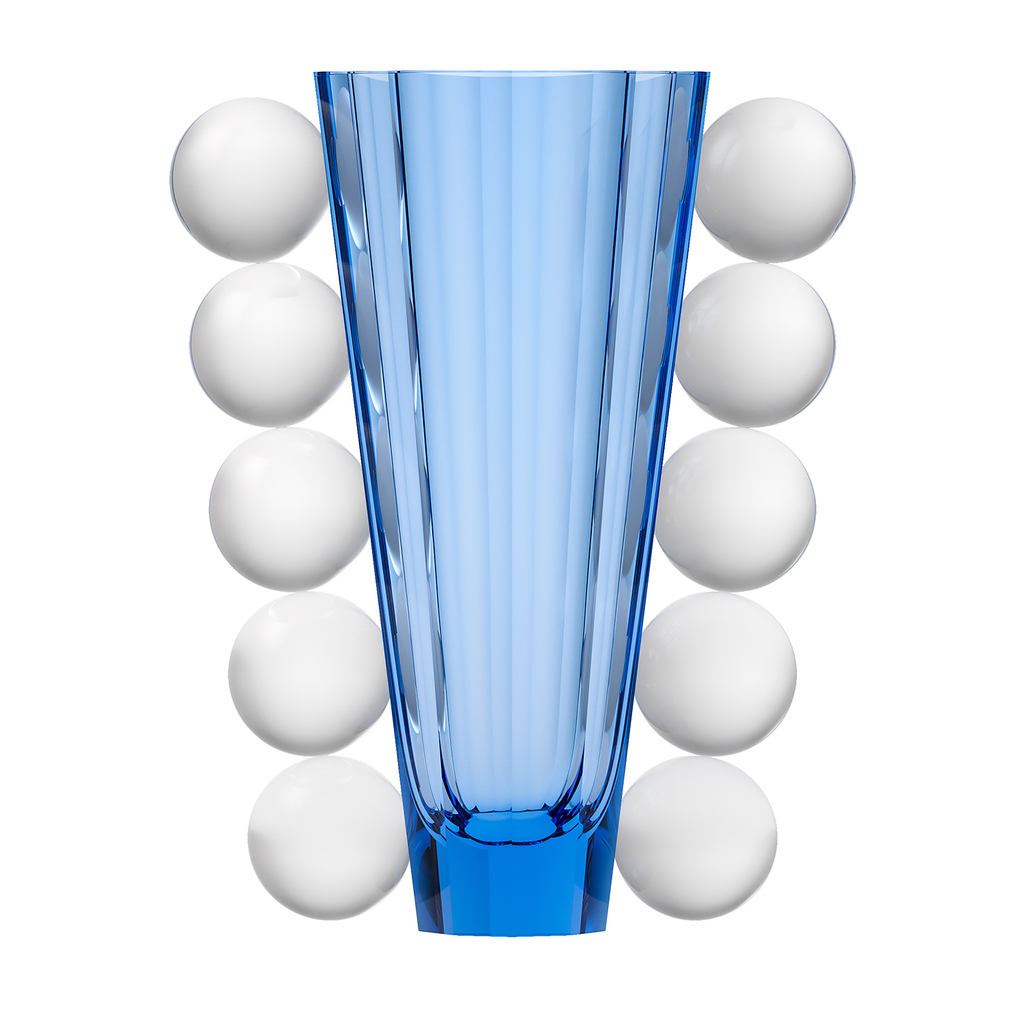 Blue large Spheres vase with large clear spheres. Lead-free crystal ...