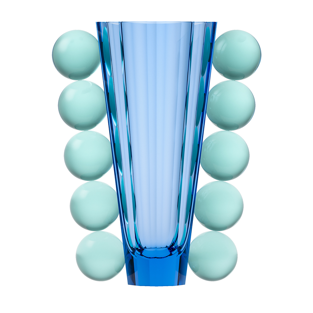 Blue large Spheres vase with large turquoise spheres. Lead-free crystal ...