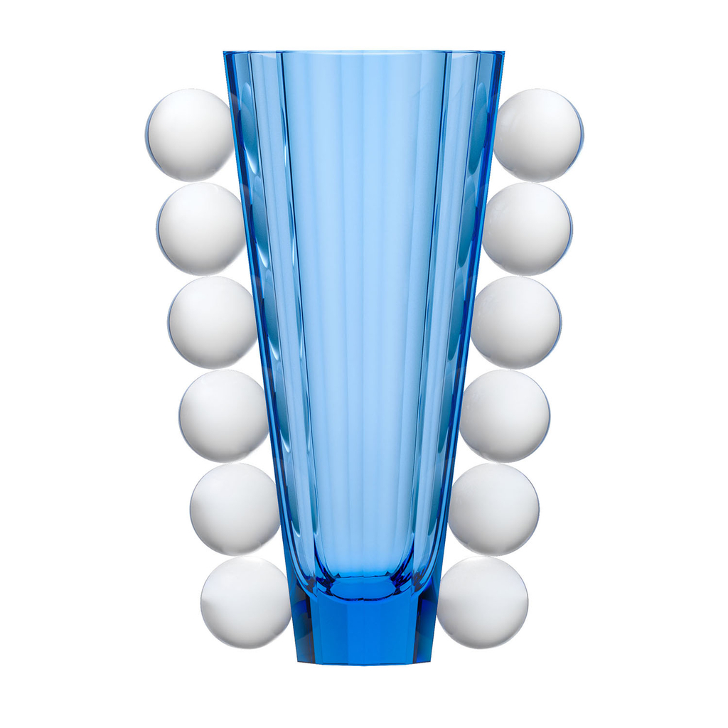 Blue large Spheres vase with medium clear spheres. Lead-free crystal ...