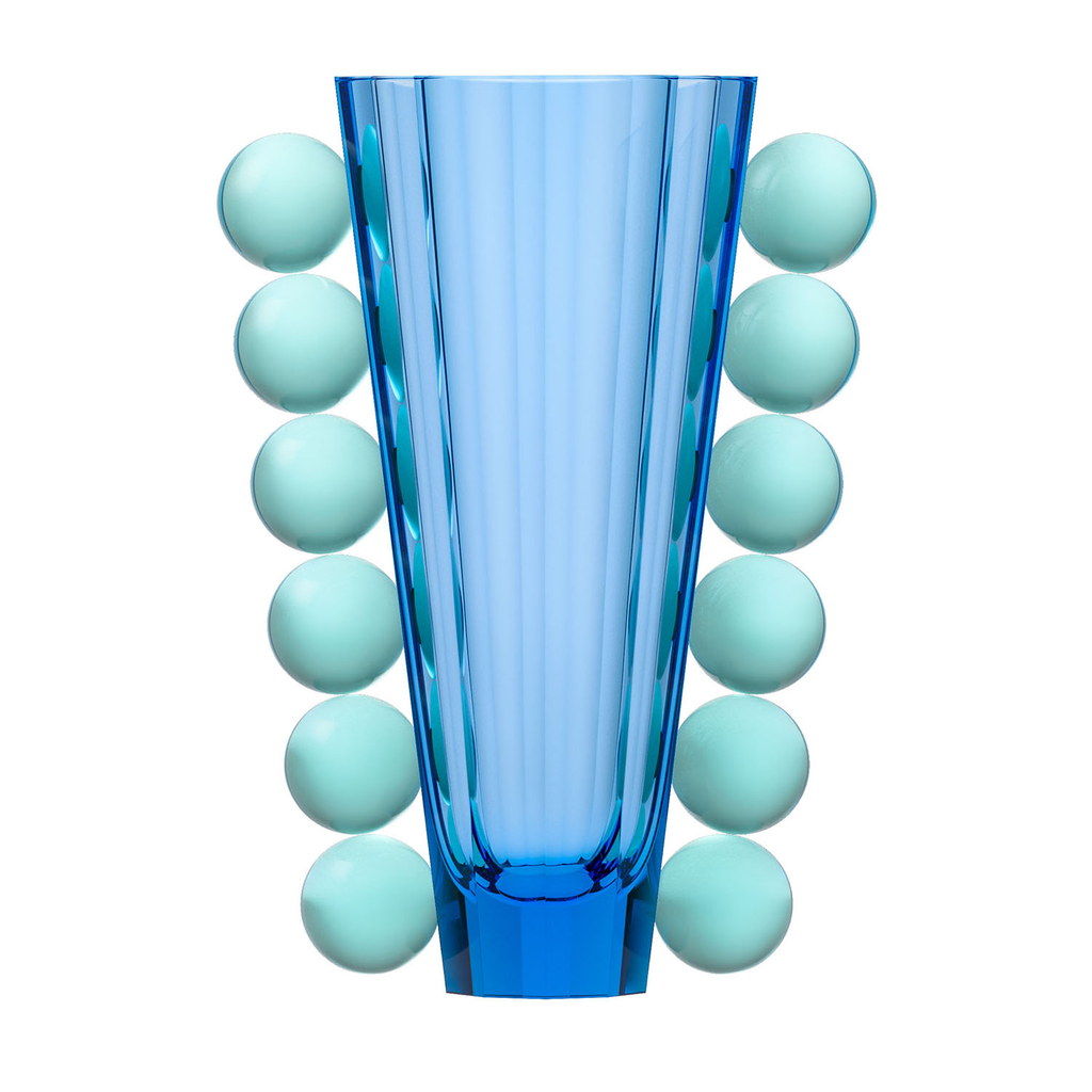 Blue large Spheres vase with medium turquoise spheres. Lead-free ...