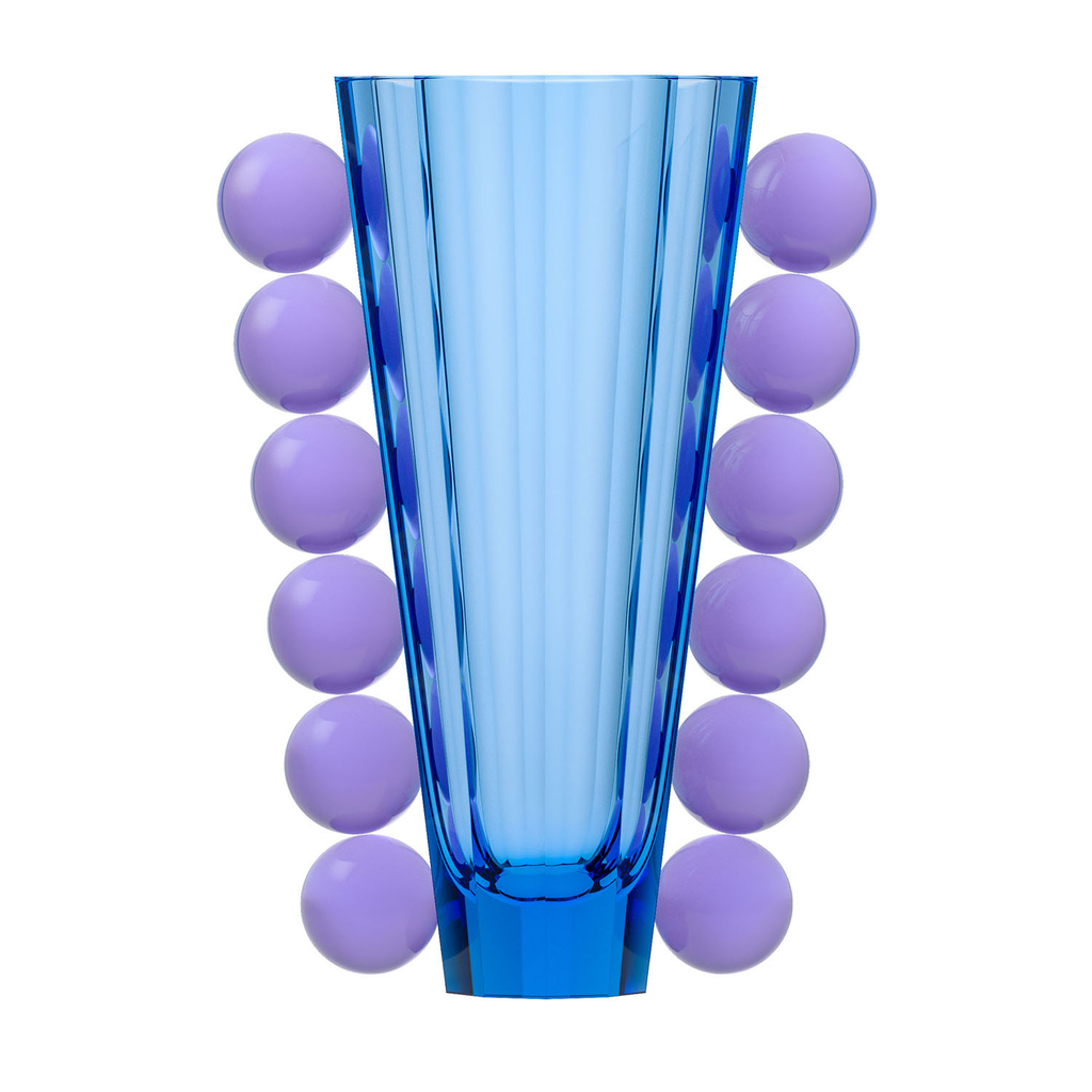 Blue large Spheres vase with medium purple spheres. Lead-free crystal ...