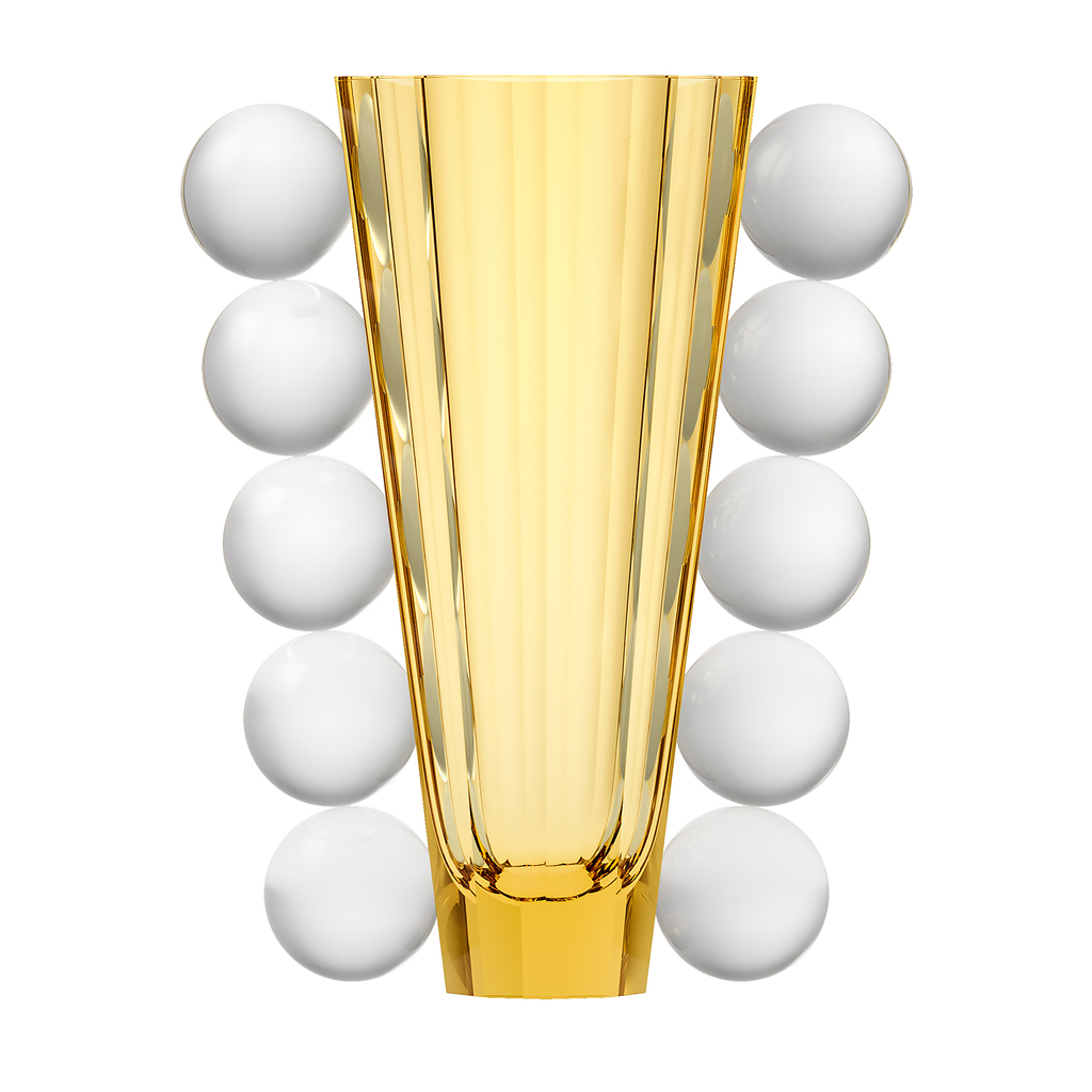 Yellow large Spheres vase with large clear spheres. Lead-free crystal ...