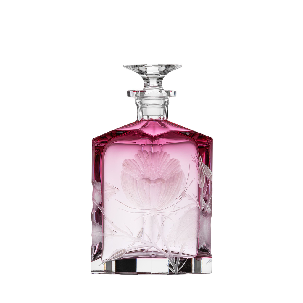 Pink Rose carafe from hand-cut, engraved Moser crystal