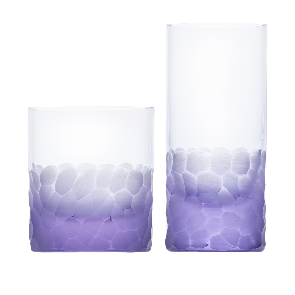 Two-pieces-set with pebbles of Bohemian crystal glass by Moser