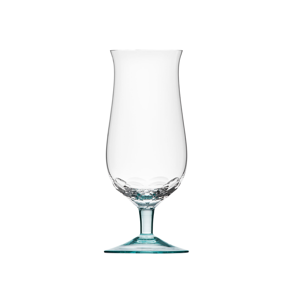 Bohemian crystal beer glass with clear bowl and turquoise stem (360 ml ...
