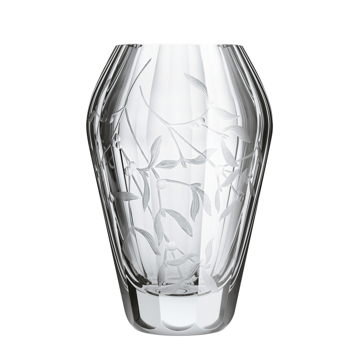 Clear Diva vase with an engraved motif of mistletoe by Moser