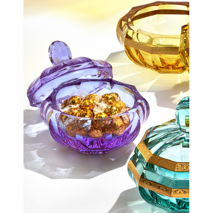 Blue hand-cut Bohemian crystal Magic box by Moser