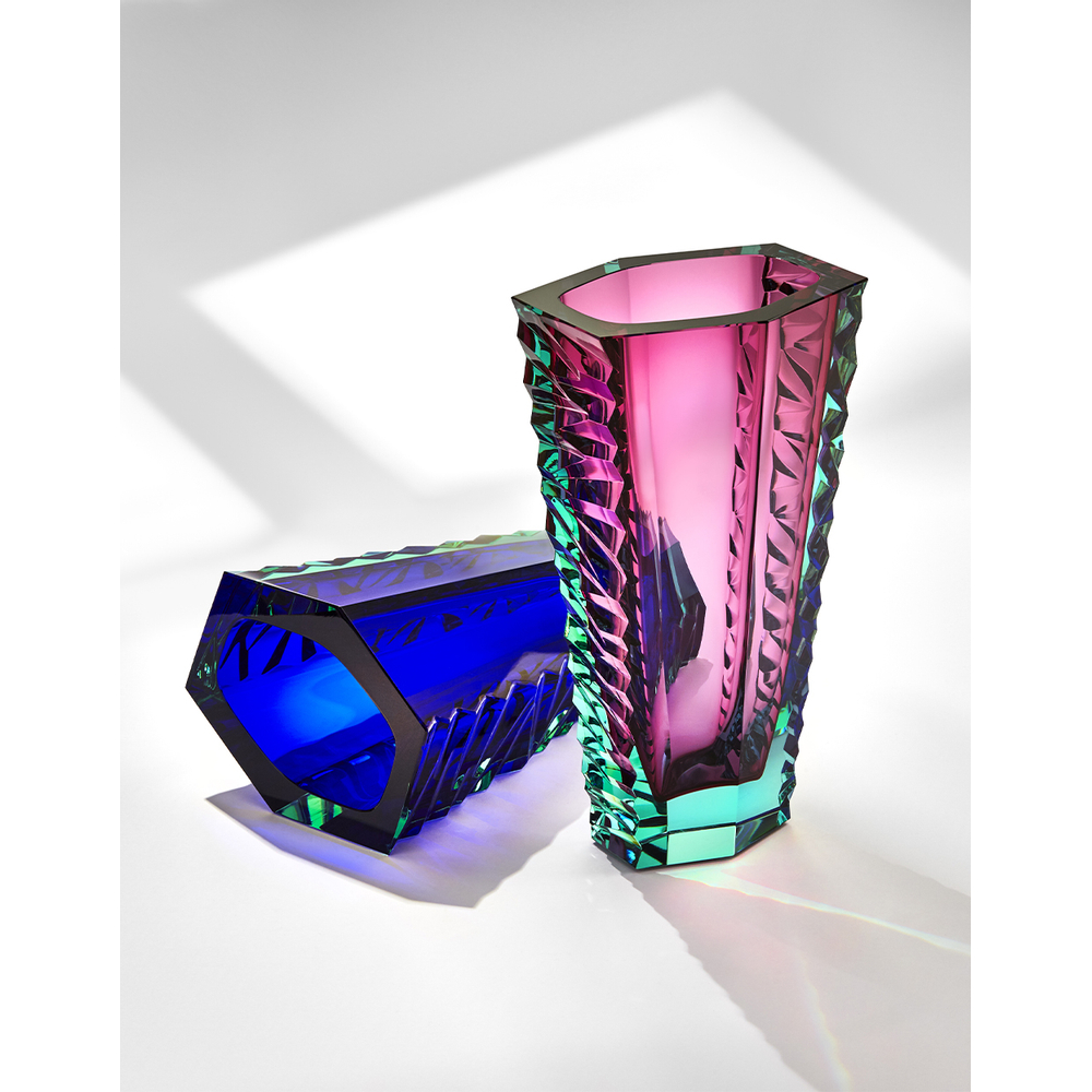 Hand-cut Bohemian crystal vase Icelandic Volcano by Moser