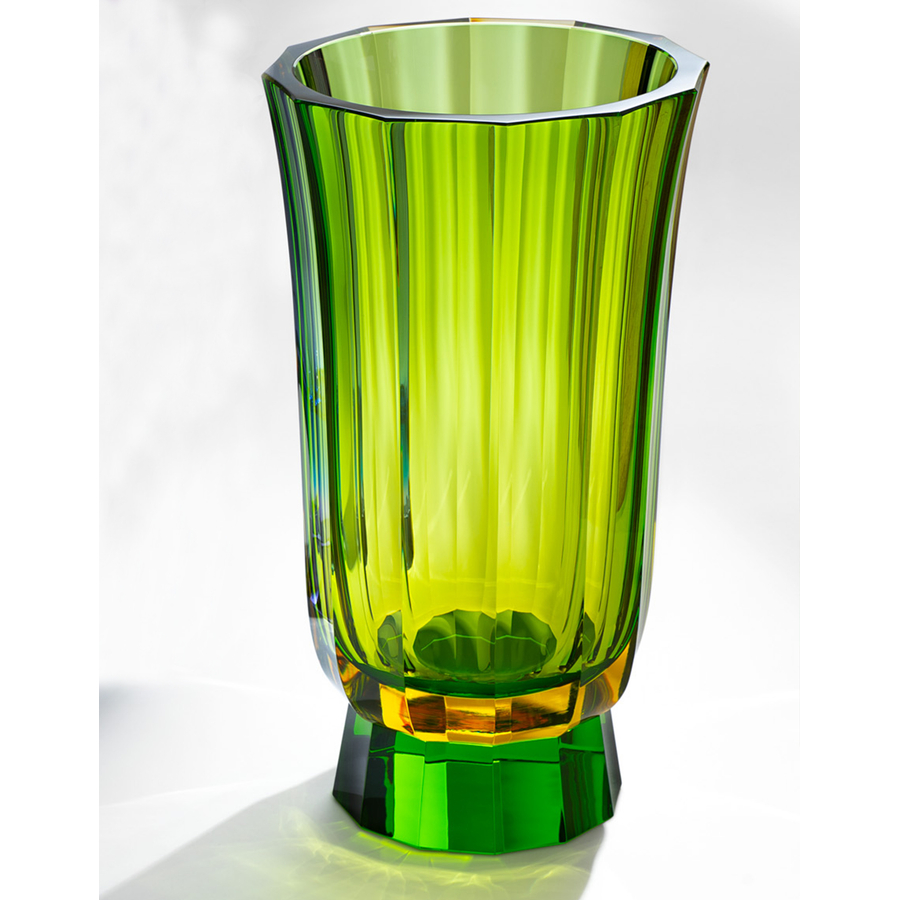 Green Mambo vase from hand-cut Moser crystal