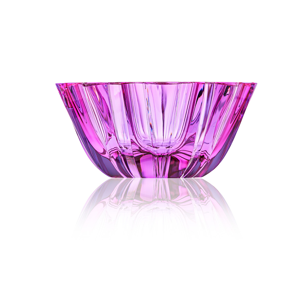 Pink modern bowl from the Sweet set. Cut Czech crystal by Moser