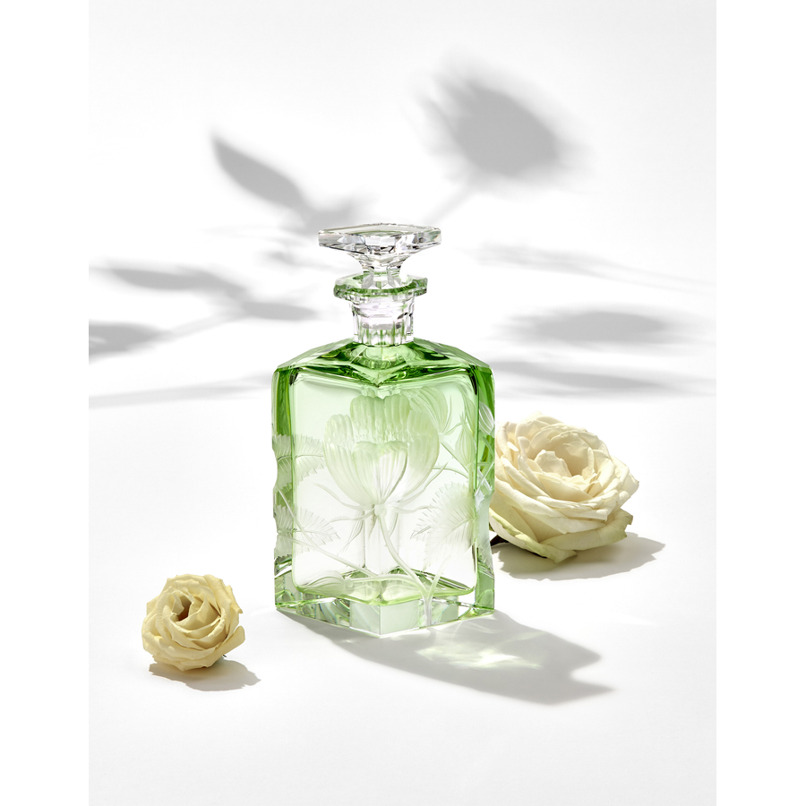 Rose carafe from hand-cut, engraved Moser crystal