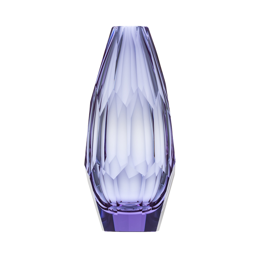 Purple cut crystal vase (30 cm) | Cubism collection by Moser