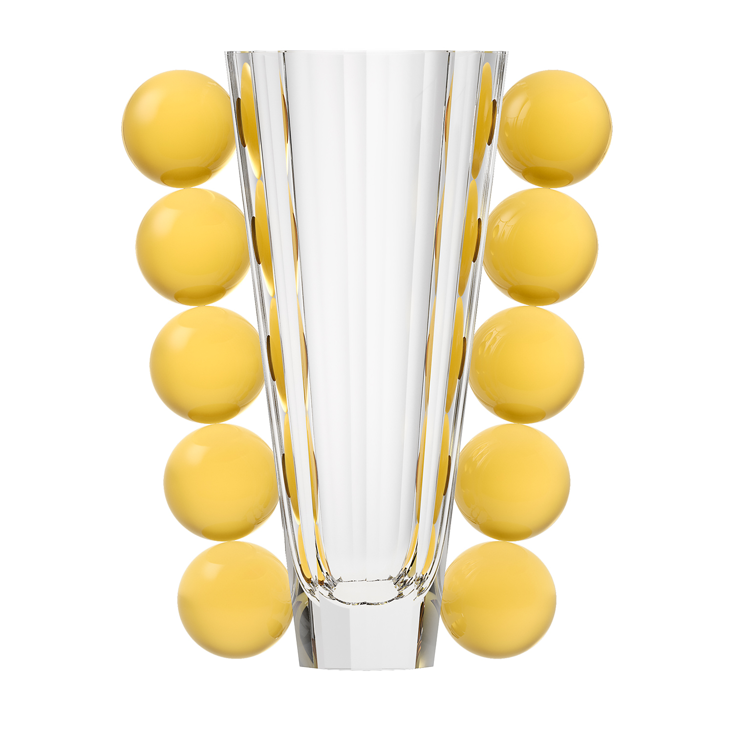 Clear large Spheres vase with large yellow spheres. Lead-free crystal ...