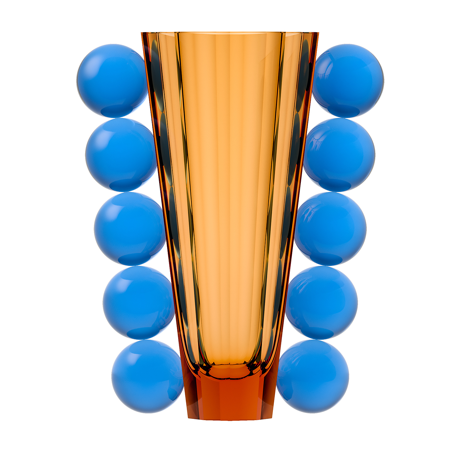 Orange large Spheres vase with large blue spheres. Lead-free crystal ...