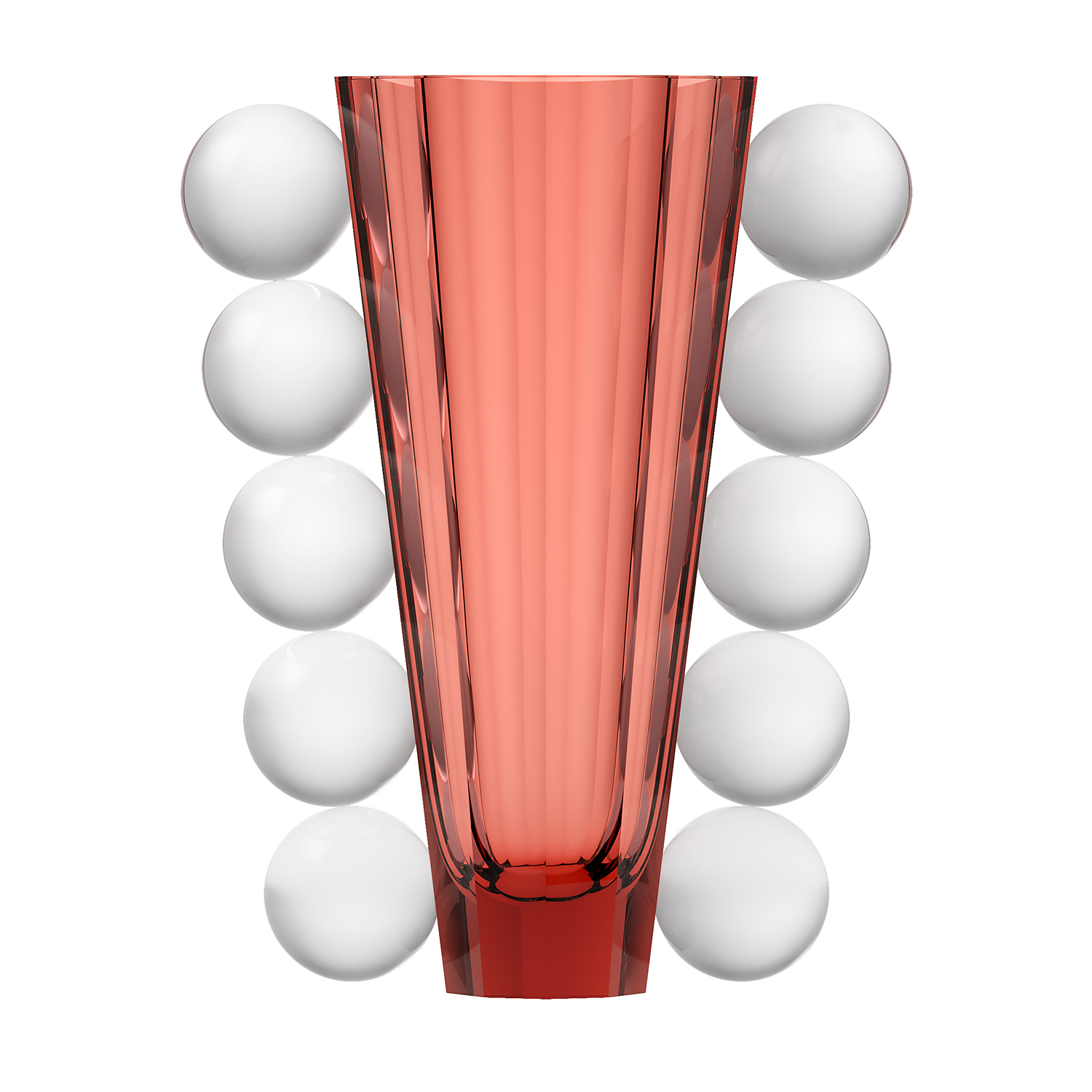 Red large Spheres vase with large clear spheres. Lead-free crystal vase ...