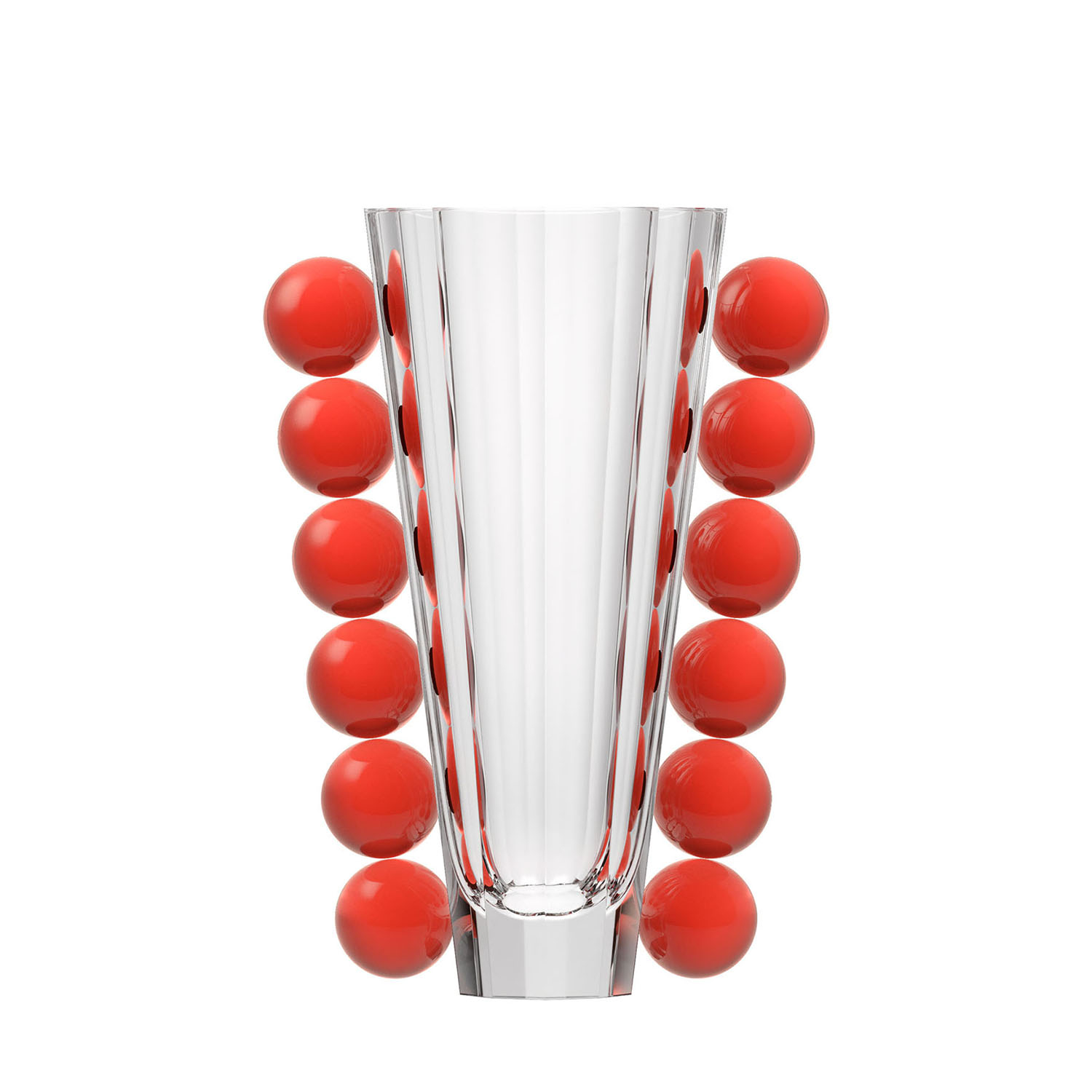 Clear small Spheres vase with red small spheres. Lead-free crystal vase ...