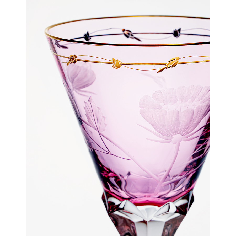 270 ml rose coloured hand-cut red wine glass | Paula collection Moser