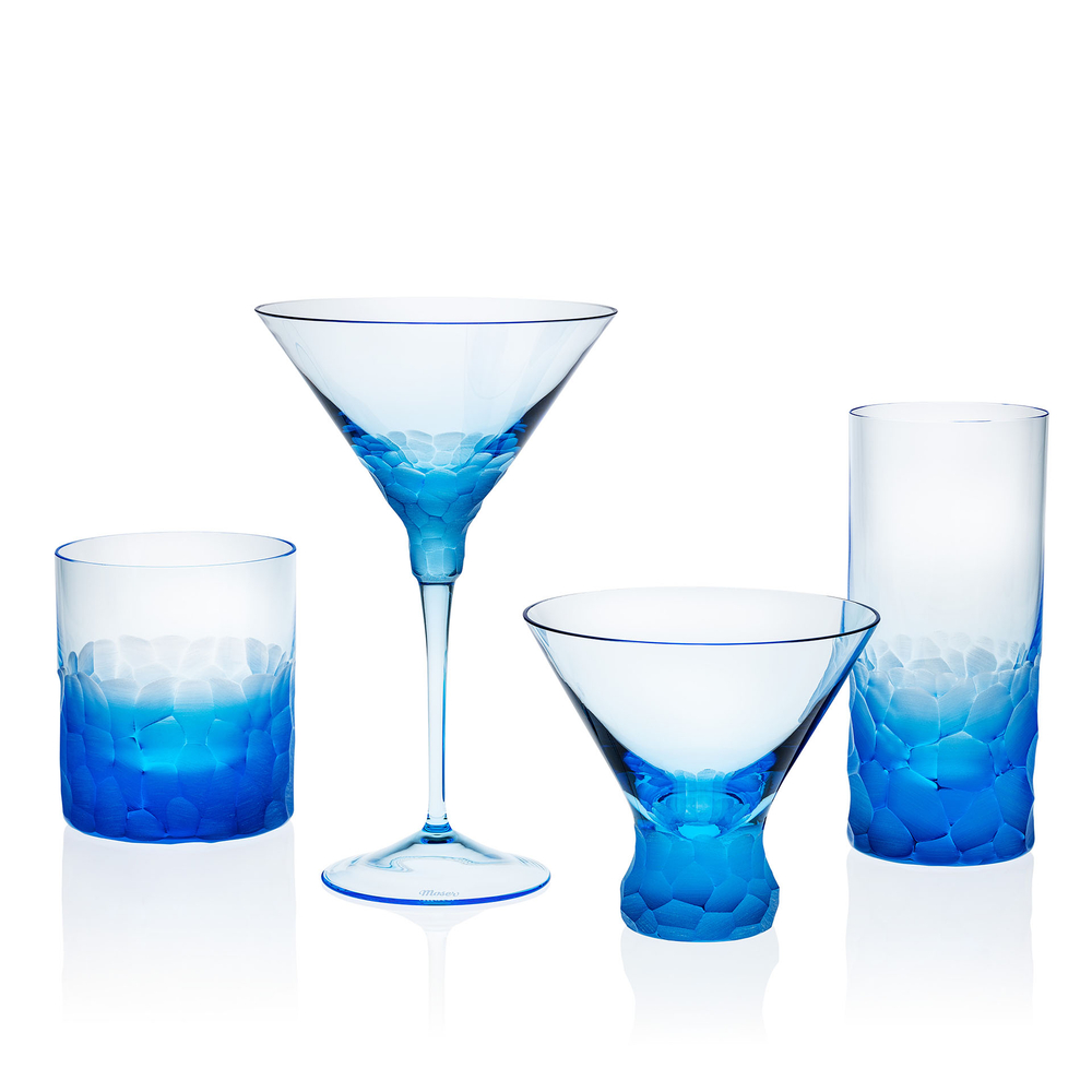 Blue crystal cocktail set Fluent and Whisky set from Moser