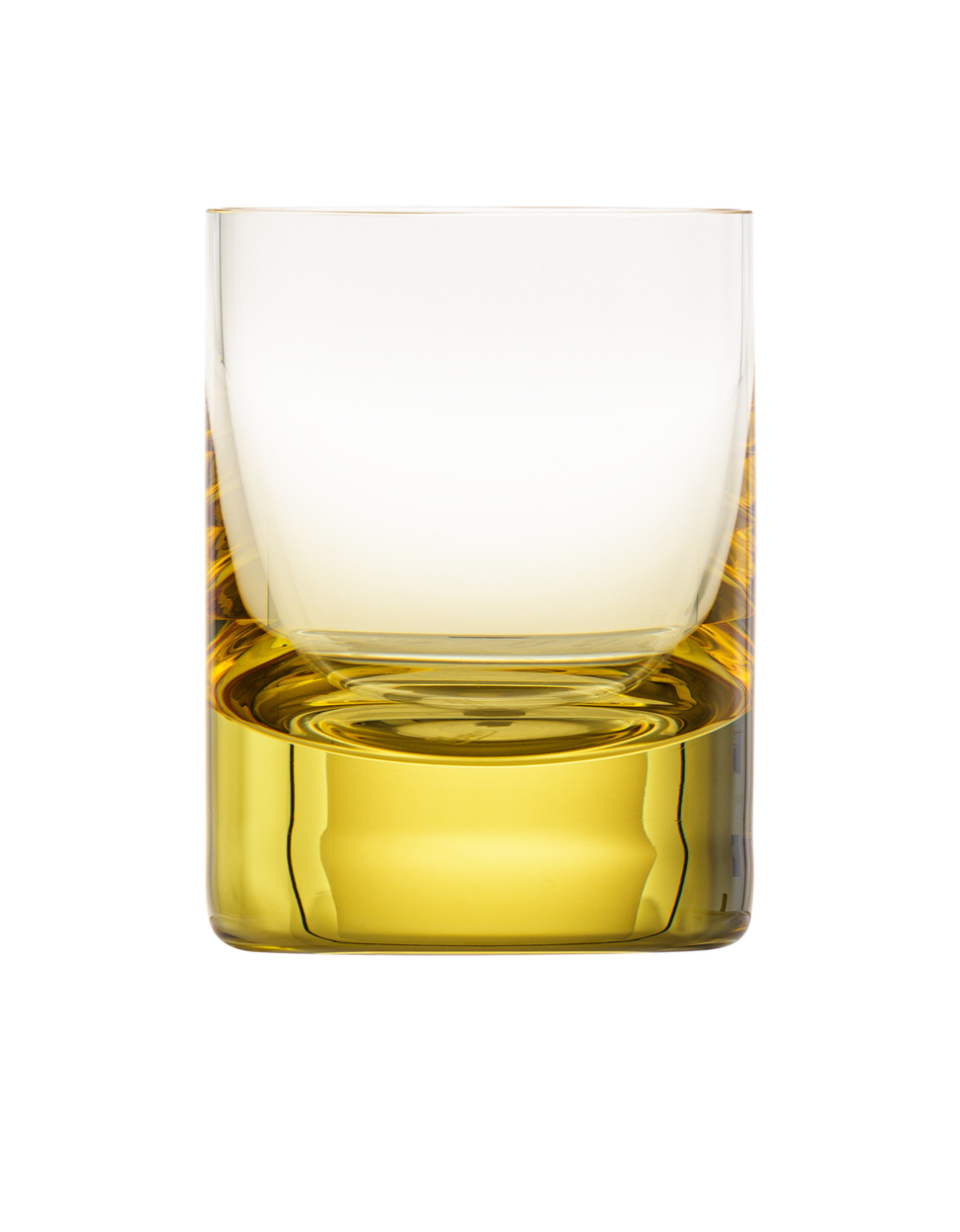A yellow spirit (shot) glass from Bohemian crystal by Moser