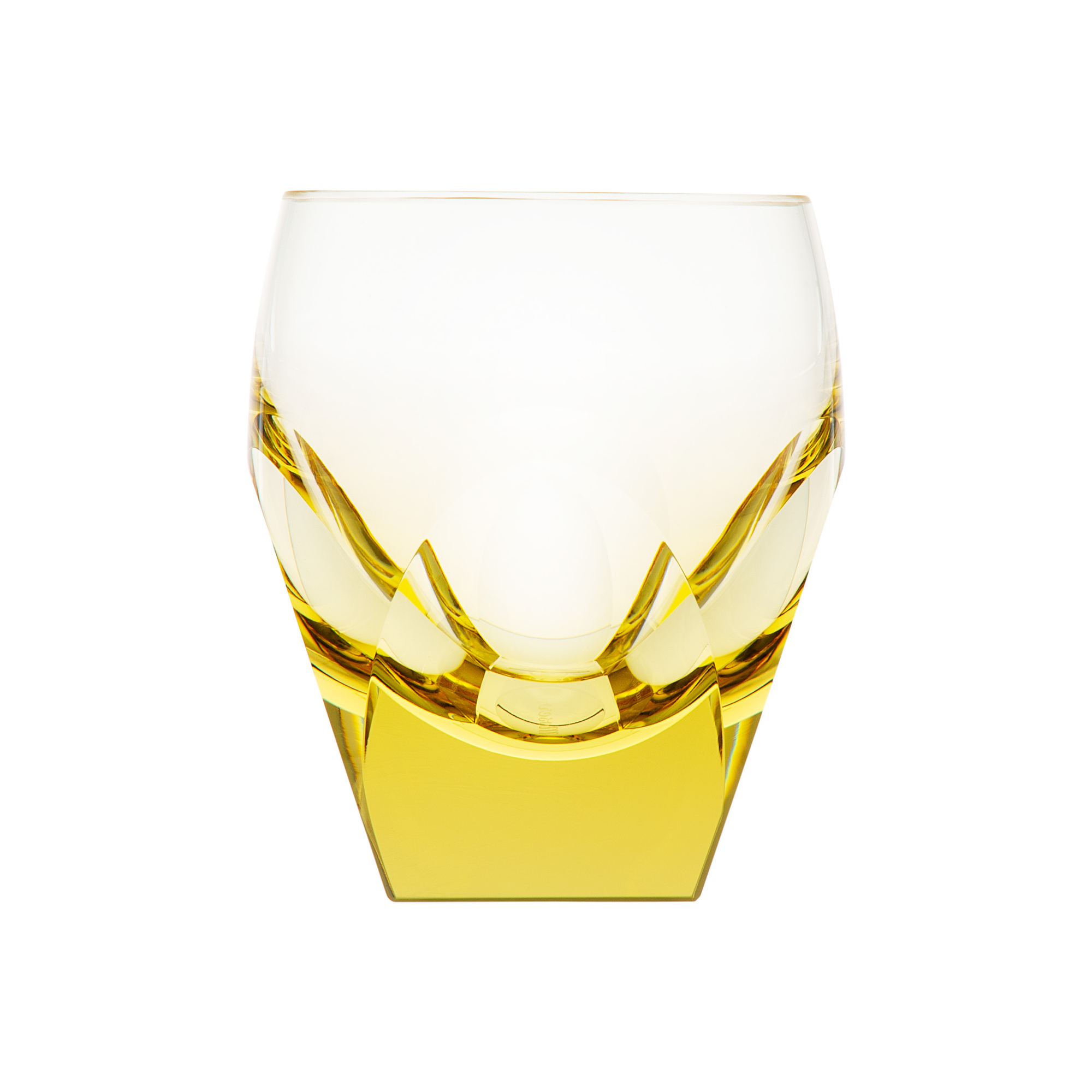 Yellow Bohemian crystal shot glass for spirits by Moser