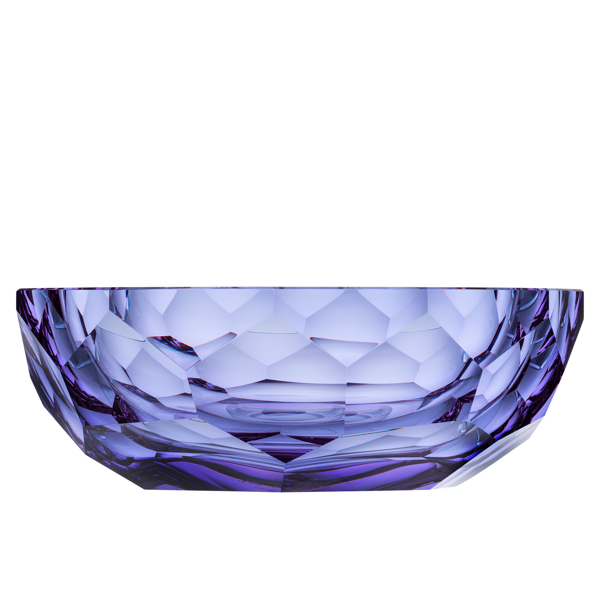 Purple cut crystal bowl (29 cm) | Cubism collection by Moser