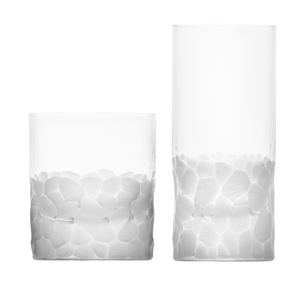 Two-pieces-set with pebbles of Bohemian crystal glass by Moser