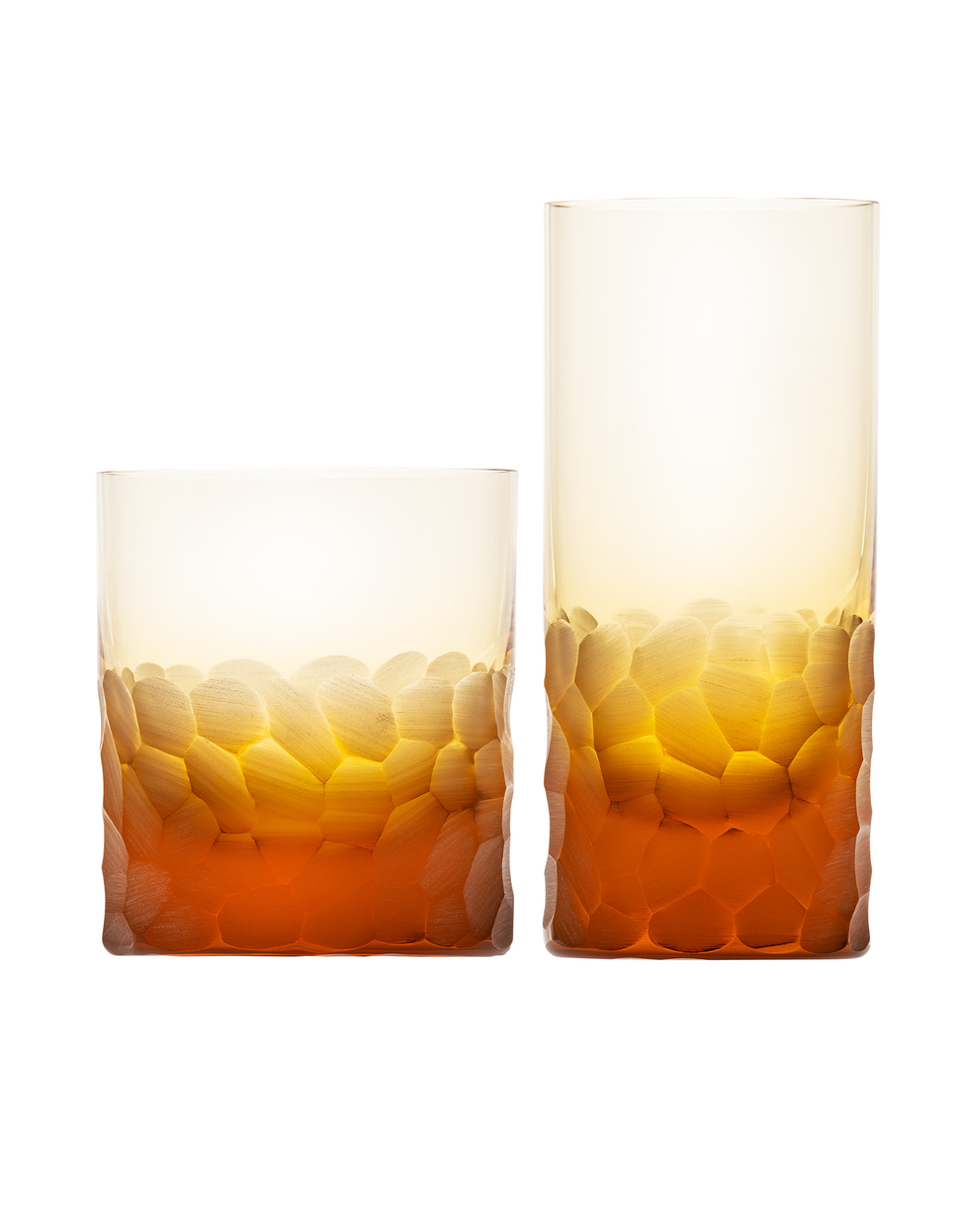 Two-pieces-set with pebbles of Bohemian crystal glass by Moser
