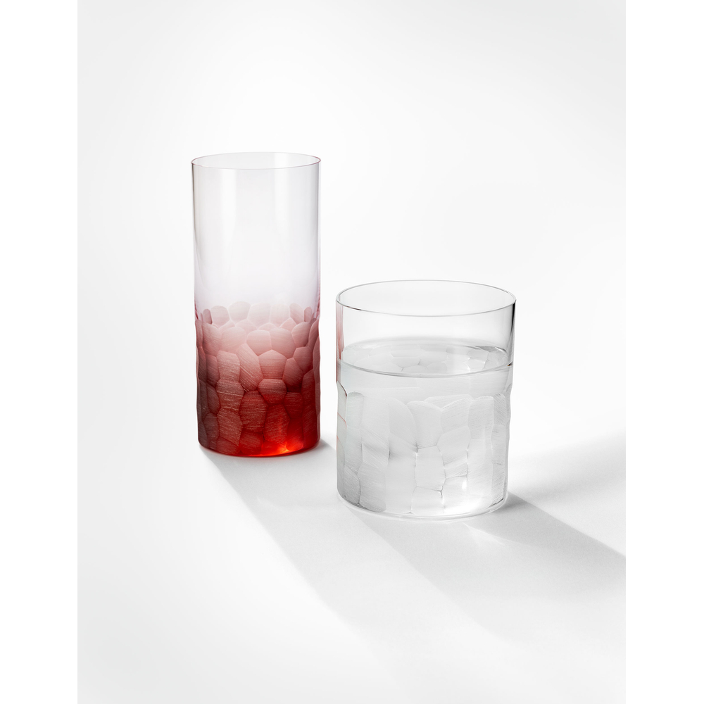 Two-pieces-set with pebbles of Bohemian crystal glass by Moser