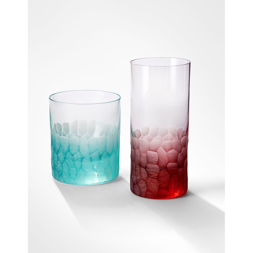 Two-pieces-set with pebbles of Bohemian crystal glass by Moser
