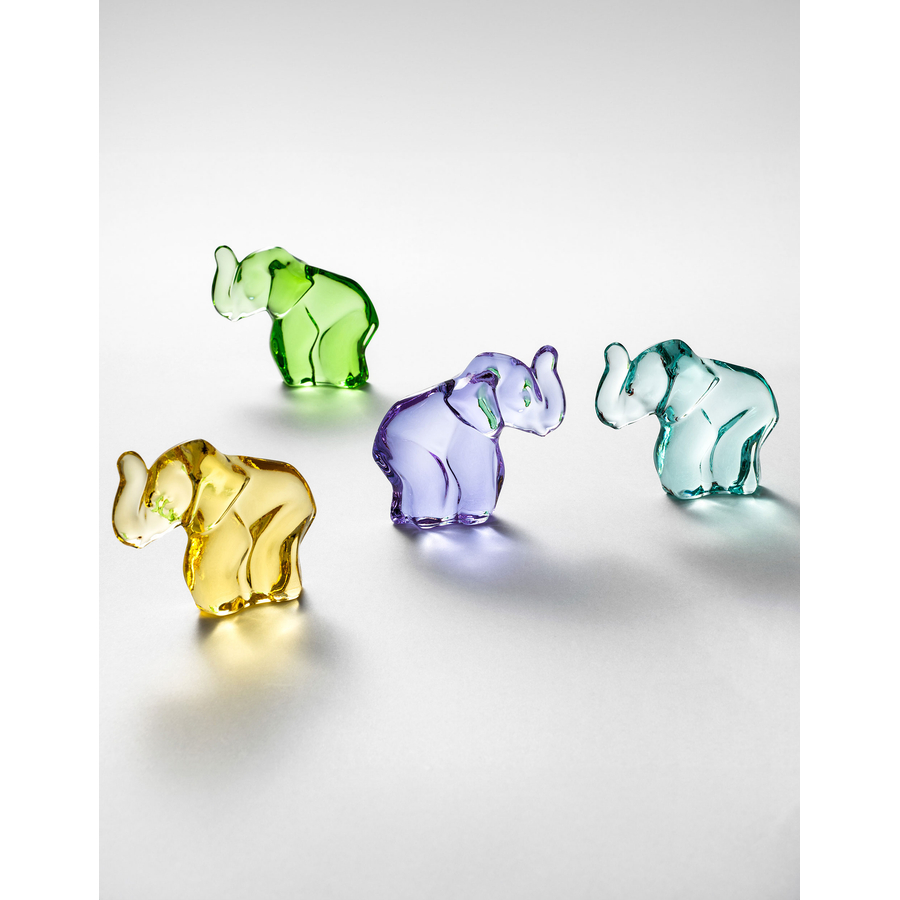Hand made crystal elephant figurine. By Moser Glassworks