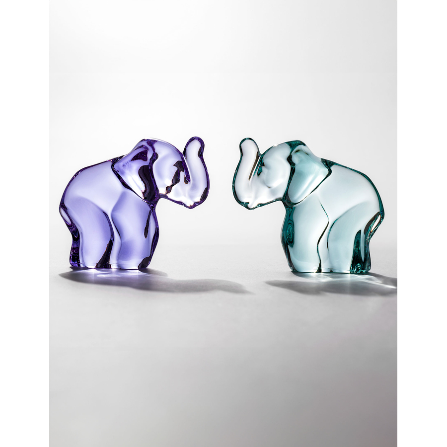 Hand made crystal elephant figurine. By Moser Glassworks