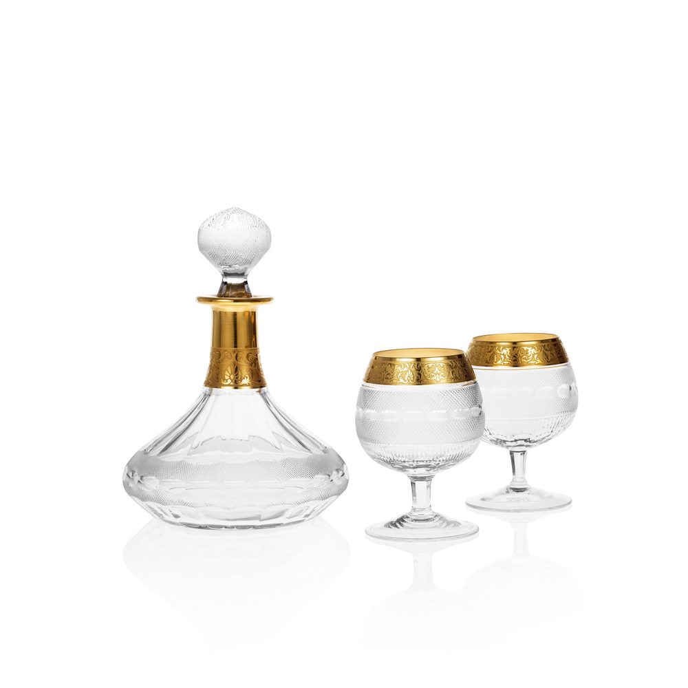 Bohemian cut crystal ship decanter 750 ml by Moser