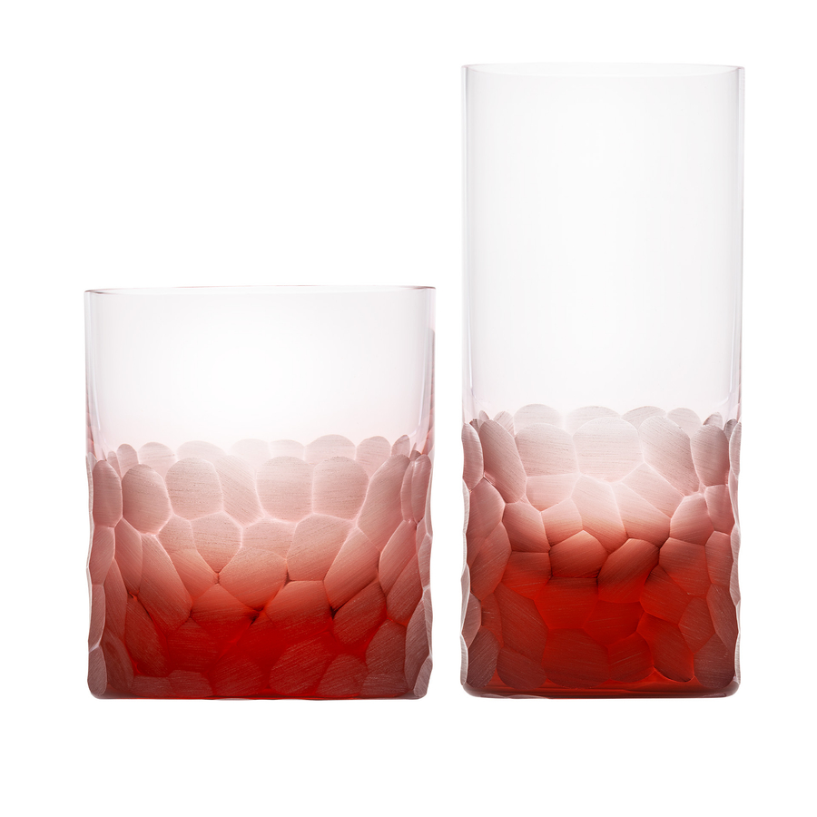 Two-pieces-set with pebbles of Bohemian crystal glass by Moser